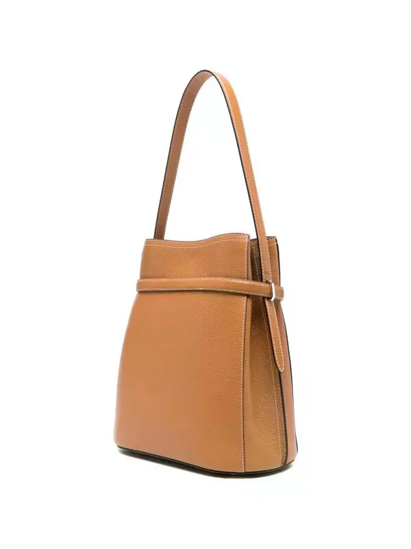 TOTEME Belted Grained Leather Bucket Bag