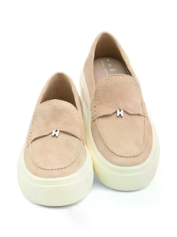 Hogan Crosswind Suede Charm Loafers - Neutrals
