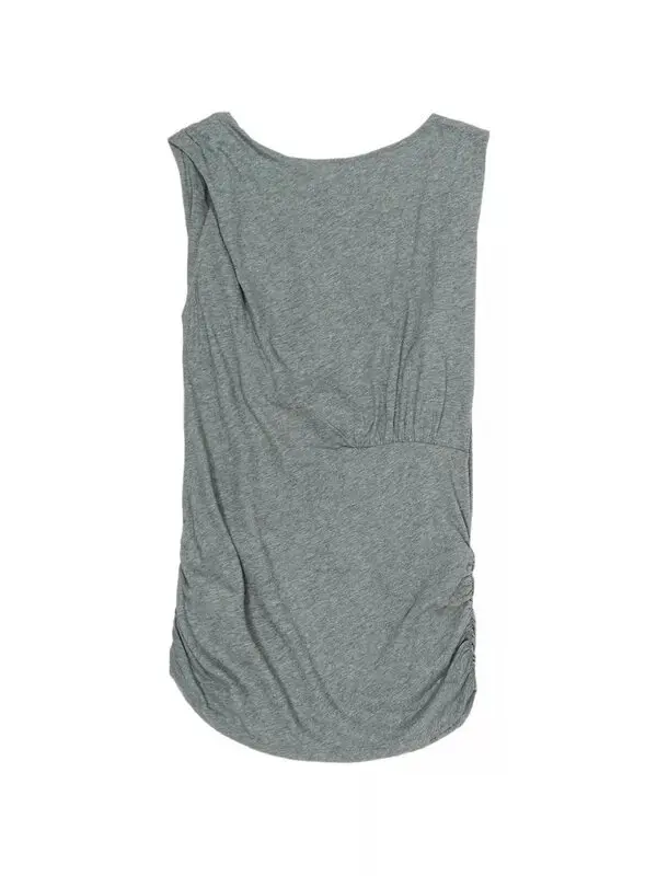 Bimba Y Lola Sleeveless Ruched Boat Neck Tank Top - Grey