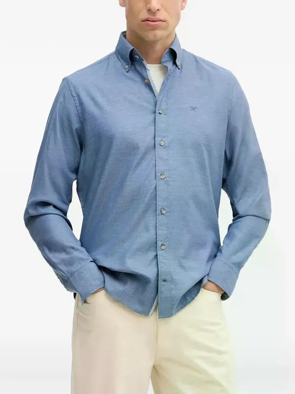 HACKETT  Button-fastening Logo-embroidered Shirt - Blue