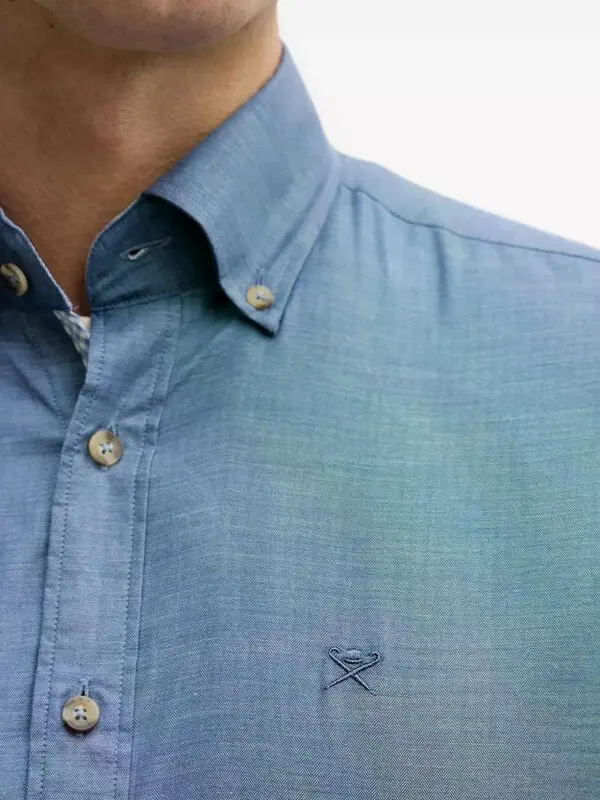 HACKETT  Button-fastening Logo-embroidered Shirt - Blue