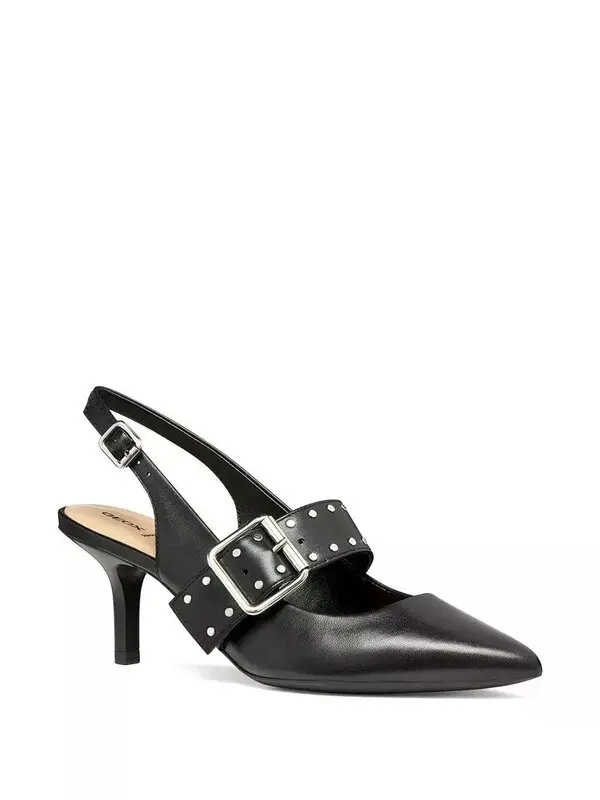 Geox Studded Buckle Slingback Pumps - Black