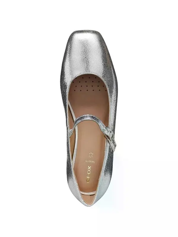 Geox Marsilea Buckle Strap Ballet Flats - Silver