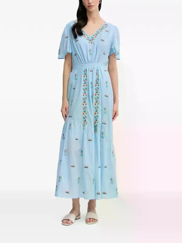 LA PETITE FRANÇAISE Embroidered Maxi Dress - Blue