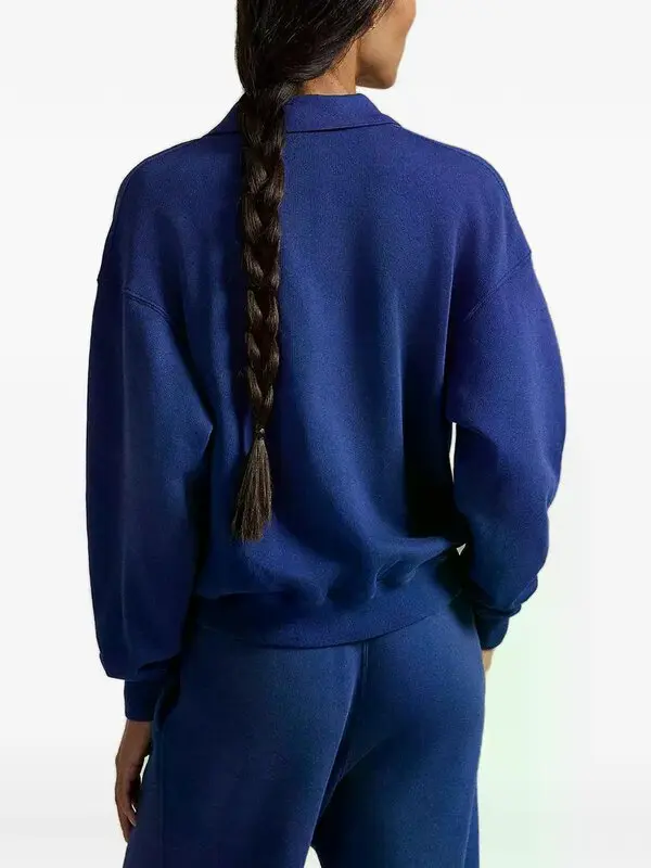 Polo Ralph Lauren Logo Embroidered Long Sleeve Polo Top - Blue