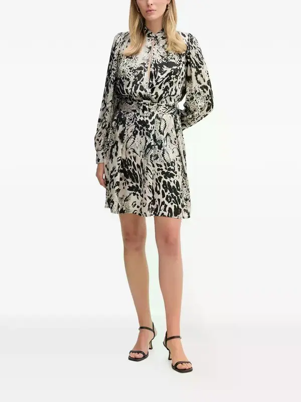 GAUDI Animal Print Belted Mini Dress
