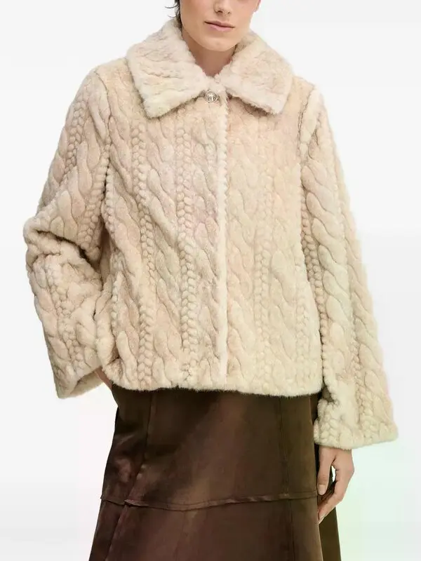 GAUDI Textured Cable-knit Button-up Jacket - Neutrals
