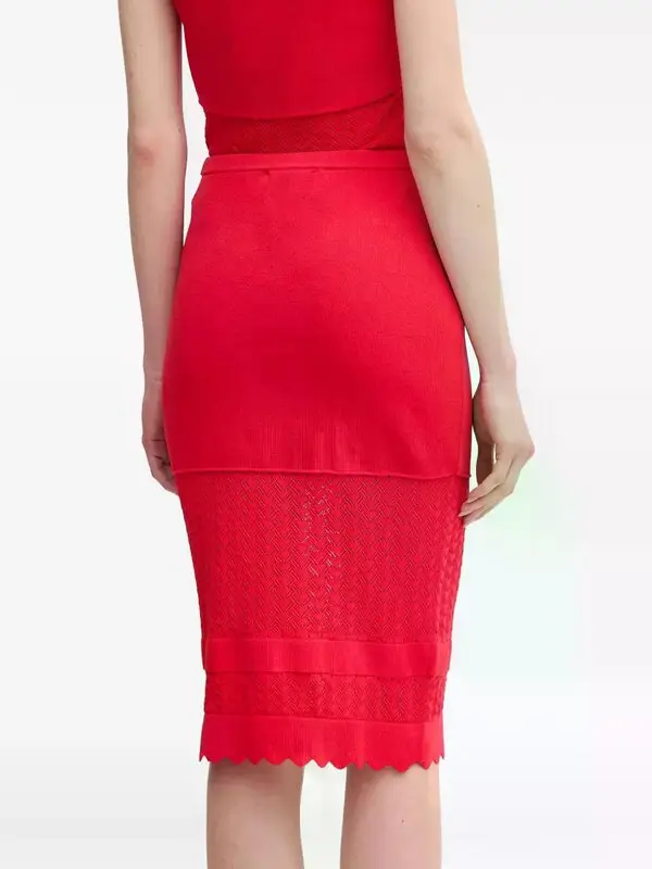 GAUDI Knitted Midi Skirt With Scalloped Trim - Red