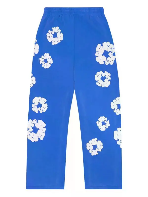 DENIM TEARS Wreath-print Track Pants - Blue