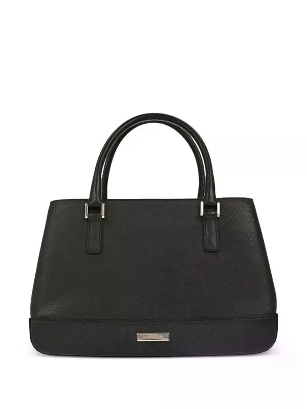 Burberry 1990s Leather Tote Handbag - Black