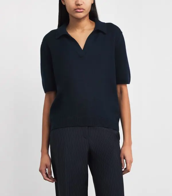 Harrods Cotton-cashmere Collared Sweater - Navy