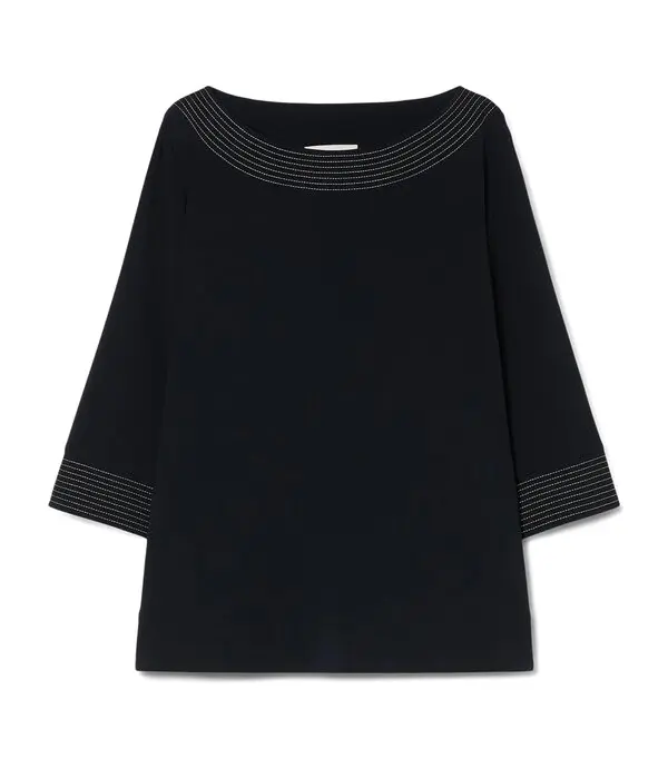 Marina Rinaldi Cady Tunic Blouse With Contrast Stitching - Blue