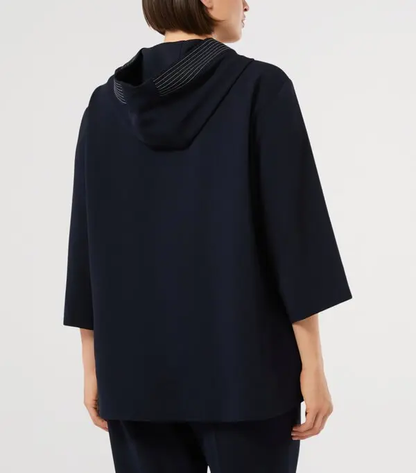 Marina Rinaldi Hooded Cotton Blouse With Contrast Stitching