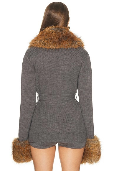 Retrofete Chantelle Robe Jacket With Faux Fur Trim