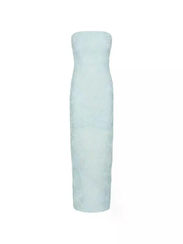 ROTATE BY BIRGER CHRISTENSEN Floral Mesh Strapless Maxi Dress - Blue