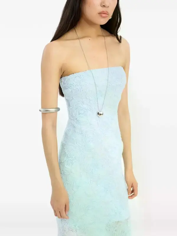 ROTATE BY BIRGER CHRISTENSEN Floral Mesh Strapless Maxi Dress