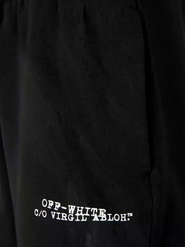 Off-White Graphic Print Drawstring Shorts - Black