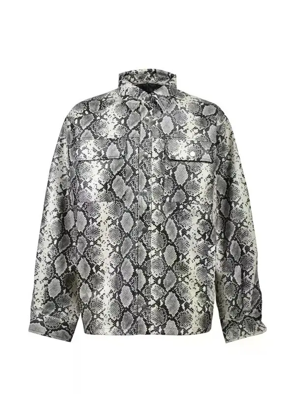 BREATH Python-print Pocket Shirt - Grey
