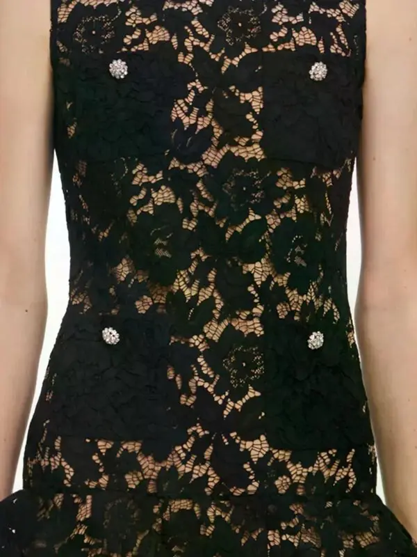 SELF-PORTRAIT Crystal-embellished Lace Mini Dress