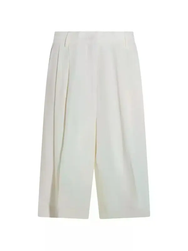 Fabiana Filippi Cream Pleated Knee-length Shorts