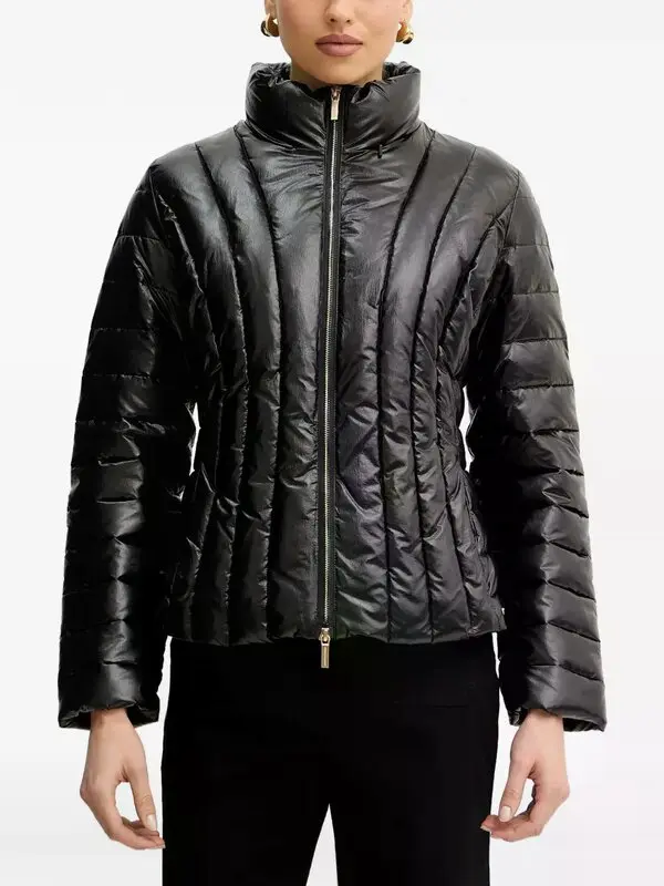 Armani Exchange Quilted Funnel Neck Zip-up Jacket - Black