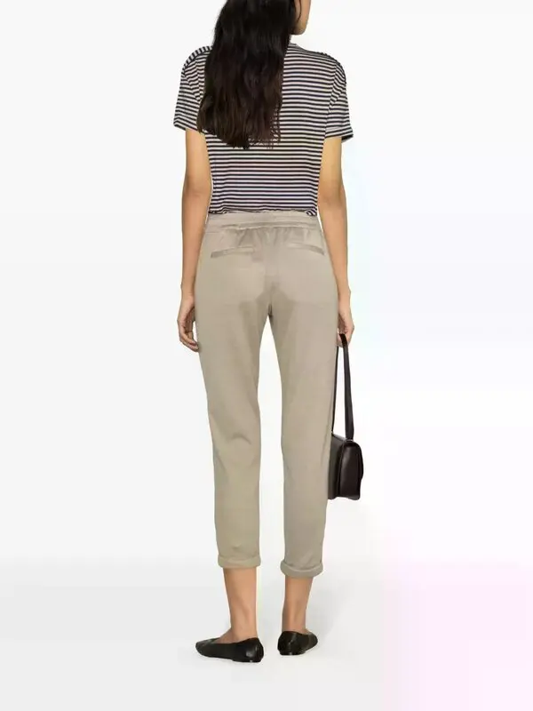 Brunello Cucinelli Cotton-silk Blend Track Pants With Beaded Trim - Green
