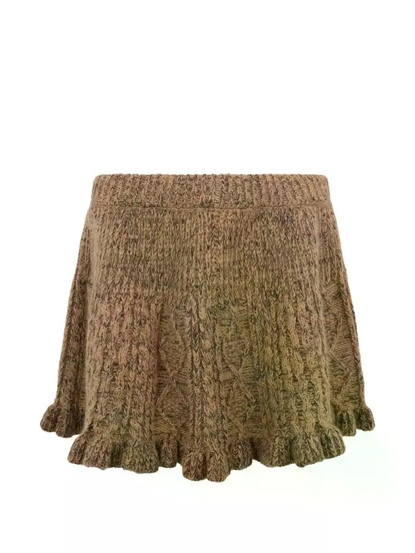 Red Valentino Cable-knit Ruffled Mini Skirt - Brown