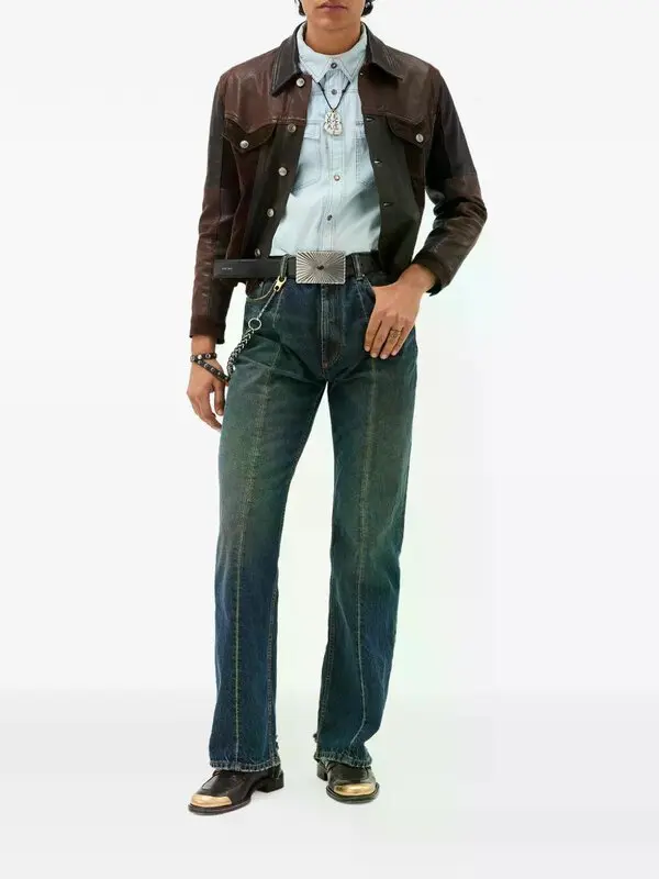Versace Distressed Straight Leg Jeans