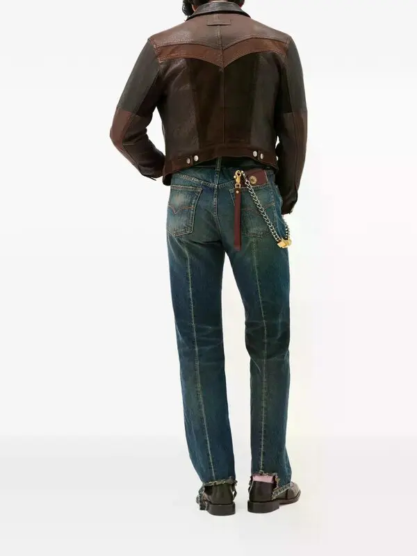 Versace Distressed Straight Leg Jeans