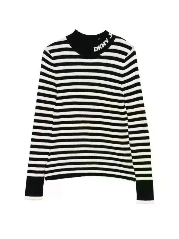Dkny Long-sleeve Striped High Neck Sweater