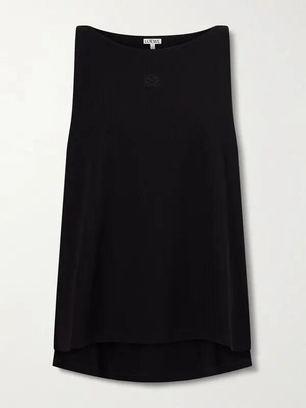 Loewe Anagram Embroidered Ribbed-knit Tank Top - Black