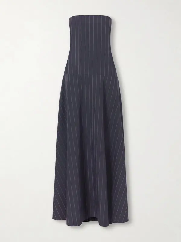 ST. AGNI Striped Cotton-blend Maxi Dress - Blue