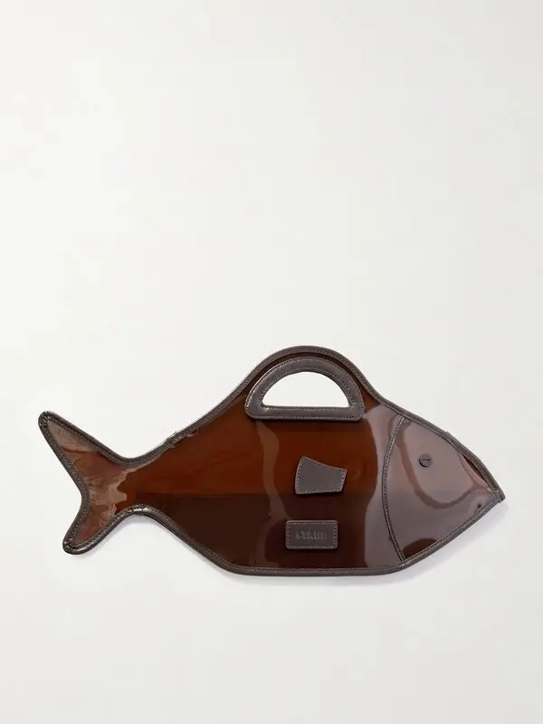 Staud Cleo Leather-trimmed Pvc Tote - Brown