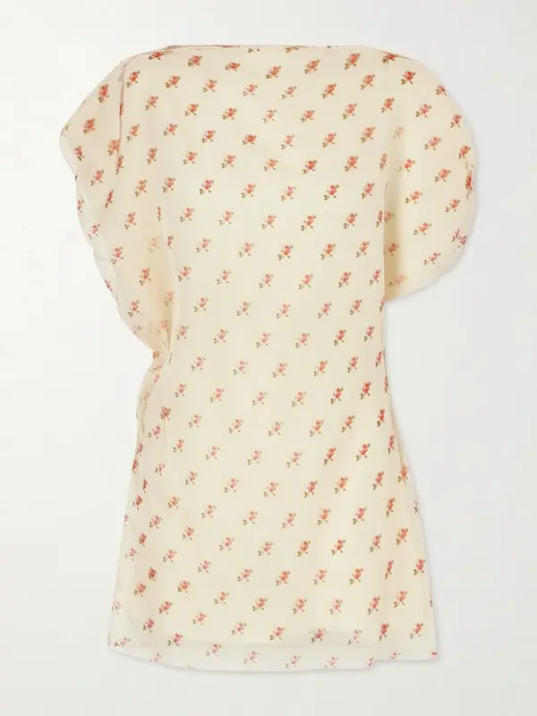 Khaite Erin Floral-print Silk-organza Mini Dress