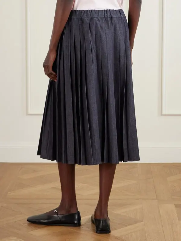 JIL SANDER Pleated Denim Midi Skirt