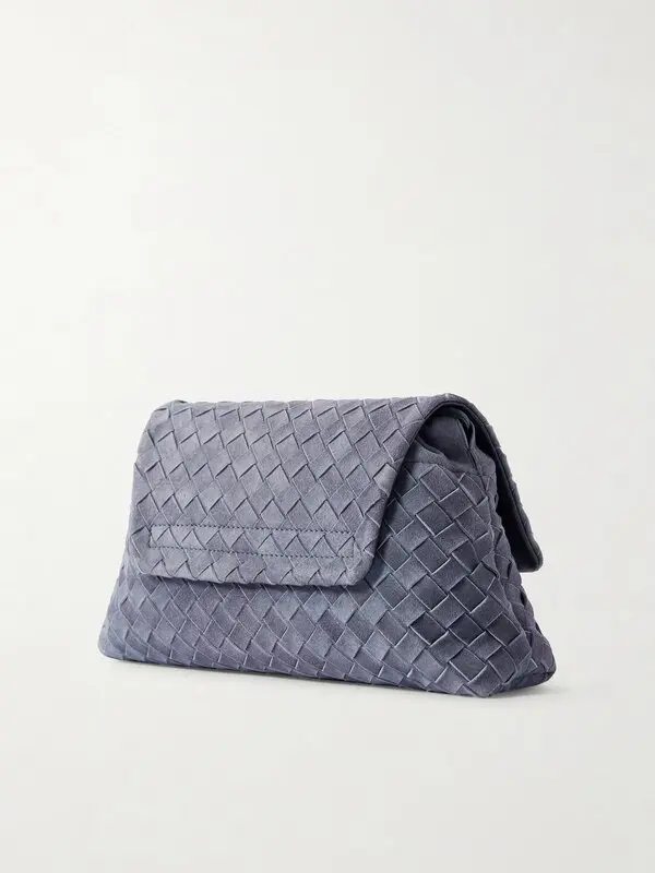 Bottega Veneta Giorno Intrecciato Suede Shoulder Bag