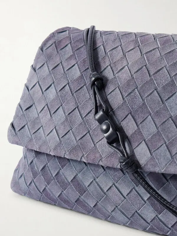 Bottega Veneta Giorno Intrecciato Suede Shoulder Bag