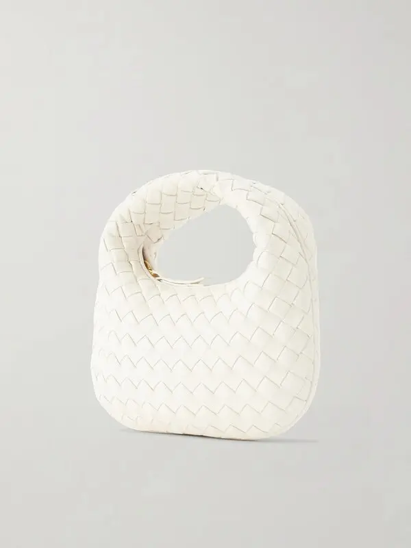 Bottega Veneta Baby Veneta Woven Leather Shoulder Bag - White