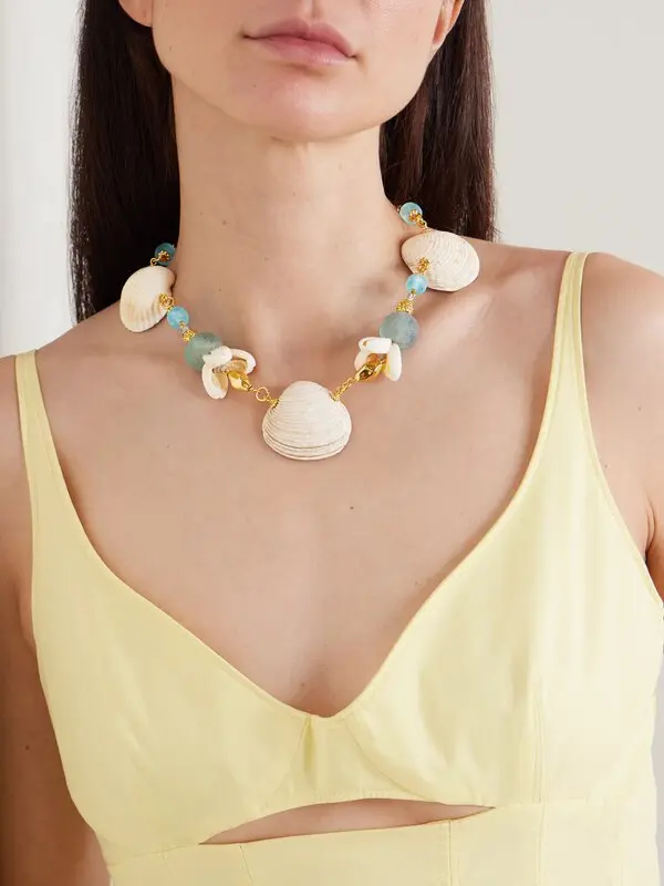 Tohum Design Gold-plated Shell And Stone Necklace