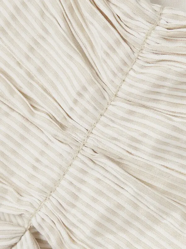 LANVIN Draped Satin-jacquard Midi Skirt With Stripes And Front Slit