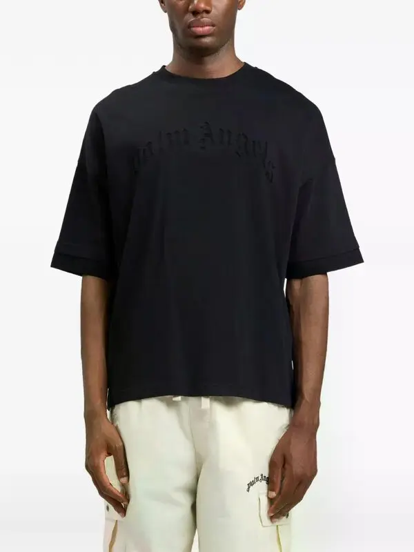 Palm Angels Embroidered Curved-logo Double T-shirt