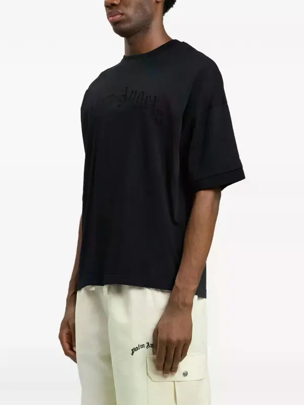 Palm Angels Embroidered Curved-logo Double T-shirt