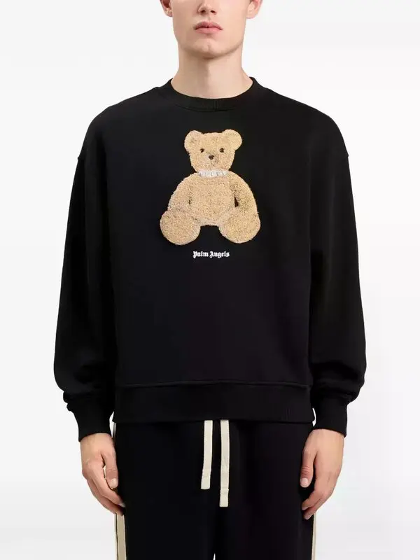 Palm Angels Textured Bear Graphic Sweatshirt