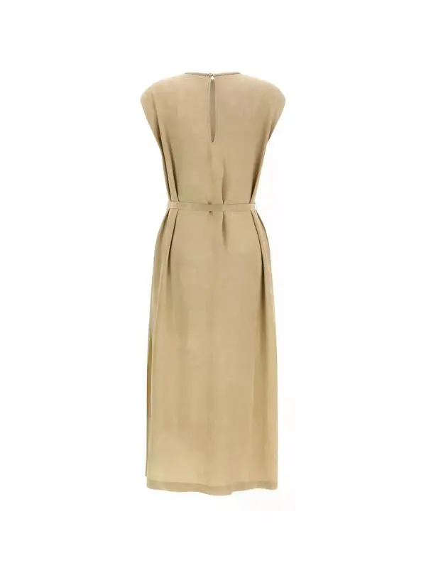 Peserico Sleeveless Midi Dress With Removable Belt - Neutrals