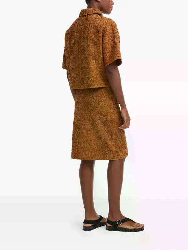 YVES SALOMON Crocodile-effect Midi Skirt