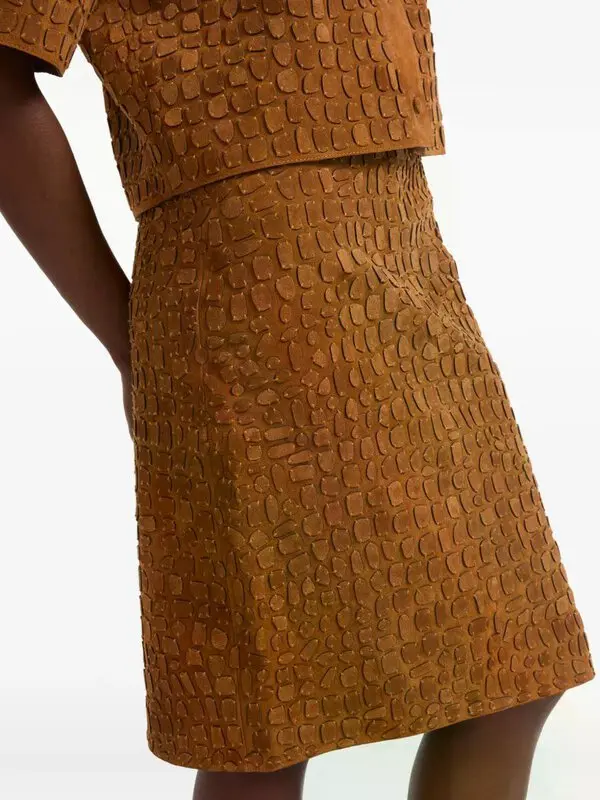 YVES SALOMON Crocodile-effect Midi Skirt