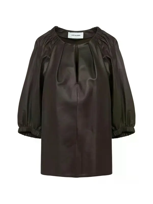 YVES SALOMON Leather Top - Brown
