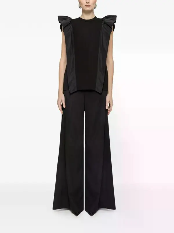 NISSA Sleeveless Ruffled Top With Panel Detail