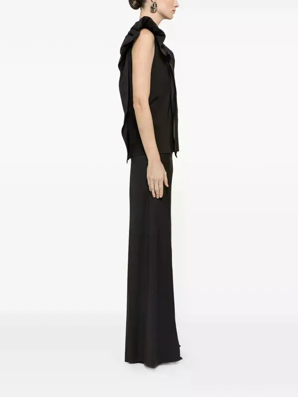 NISSA Sleeveless Ruffled Top With Panel Detail