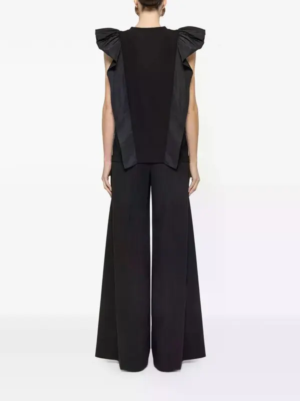 NISSA Sleeveless Ruffled Top With Panel Detail